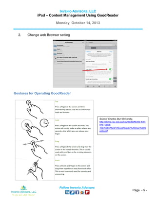 Invenio iPad Content Management Goodreader Training | PDF