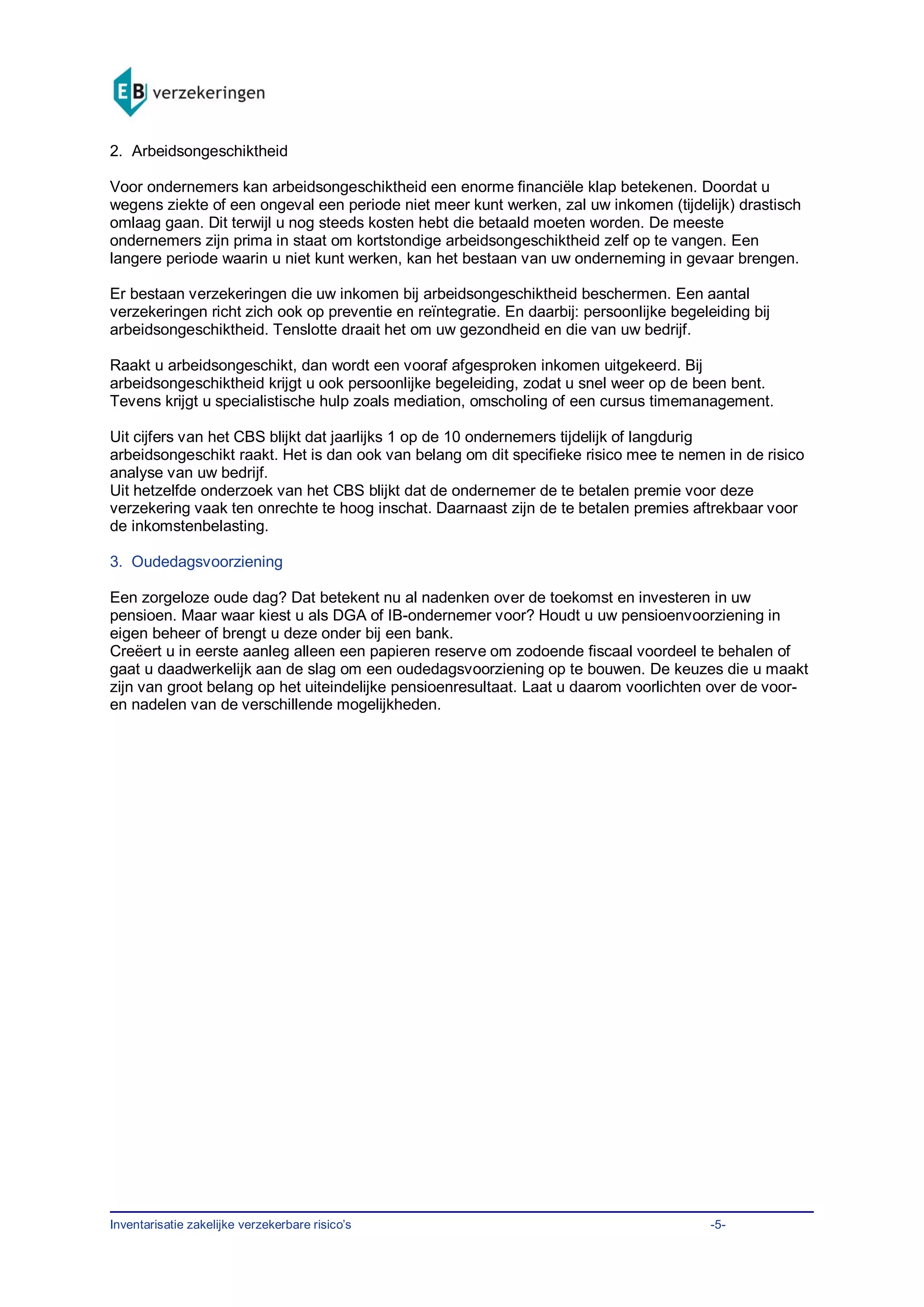 Inventarisatie zakelijke verzekerbare risico's | PDF