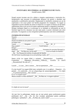 Inventarul multimodal al istoricului de viata | DOC