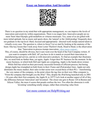 Invention Essay | PDF