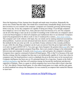 Invention Of Computer Essay | PDF