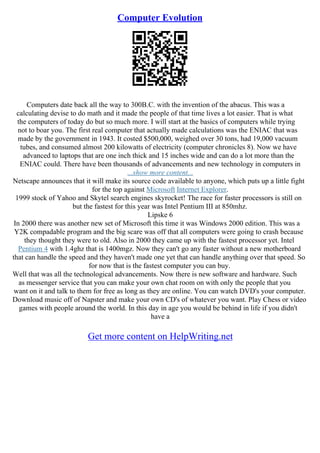 Invention Of Computer Essay | PDF