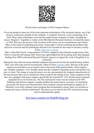 Invention Of Computer Essay | PDF