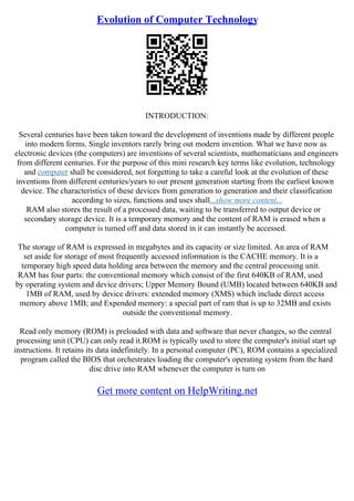 Invention Of Computer Essay | PDF