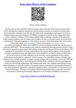 Invention Of Computer Essay | PDF