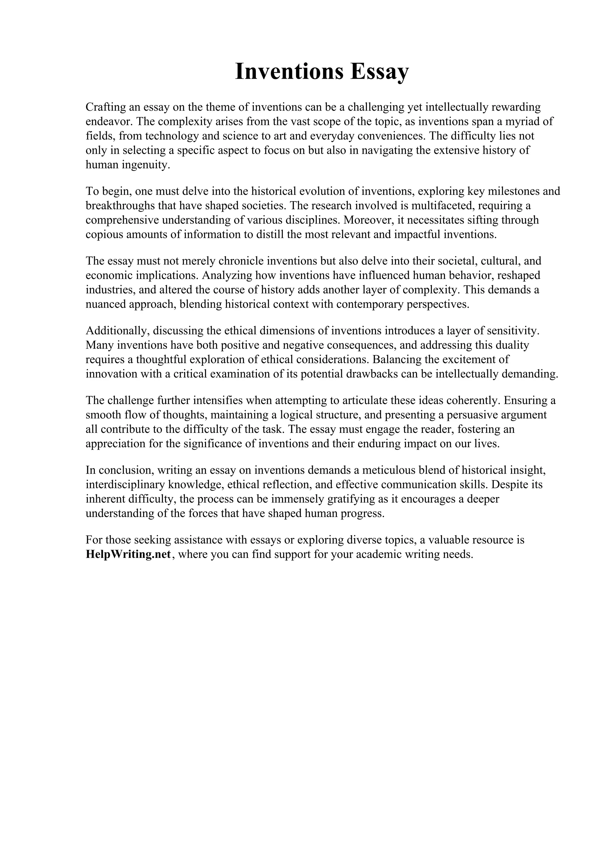 Inventions Essay | PDF