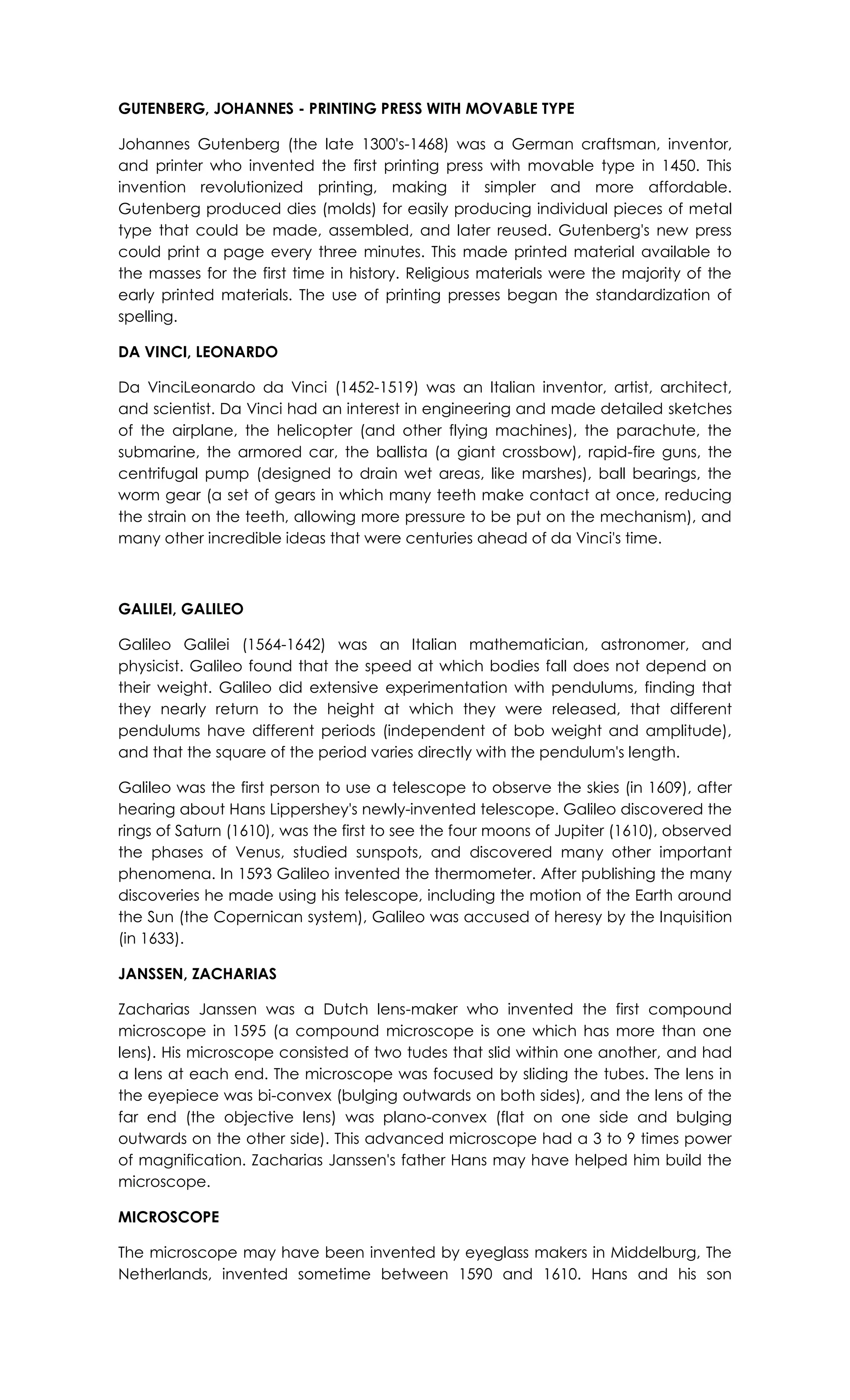 Inventions from the 1400 | DOCX