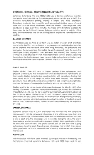 Inventions from the 1400 | DOCX