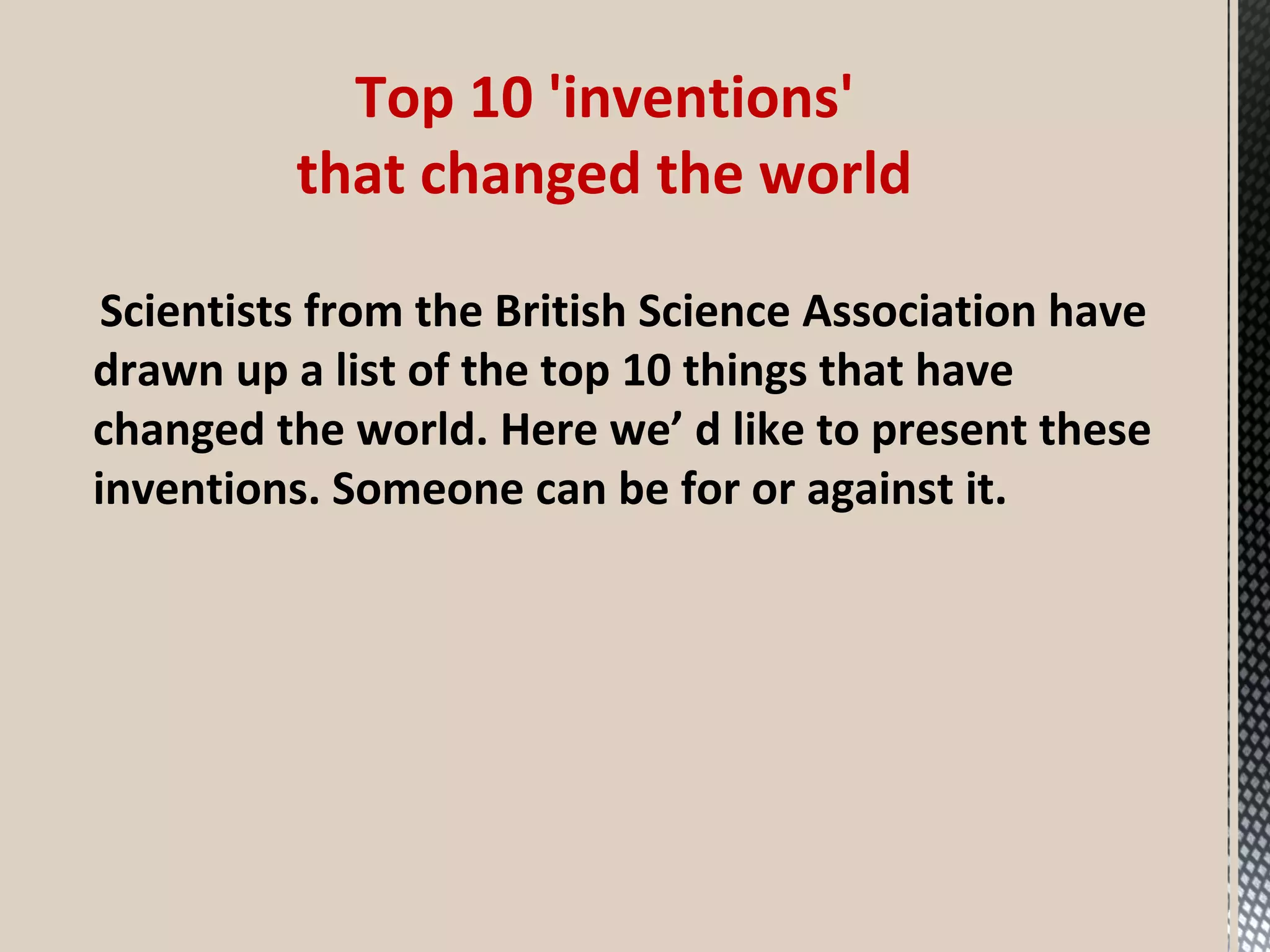 Inventions that changed | PPT