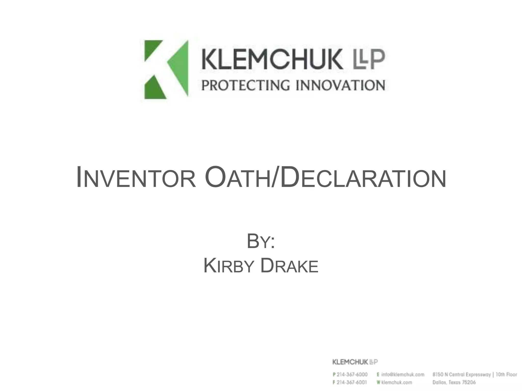 Inventor Oath Declaration | PPT