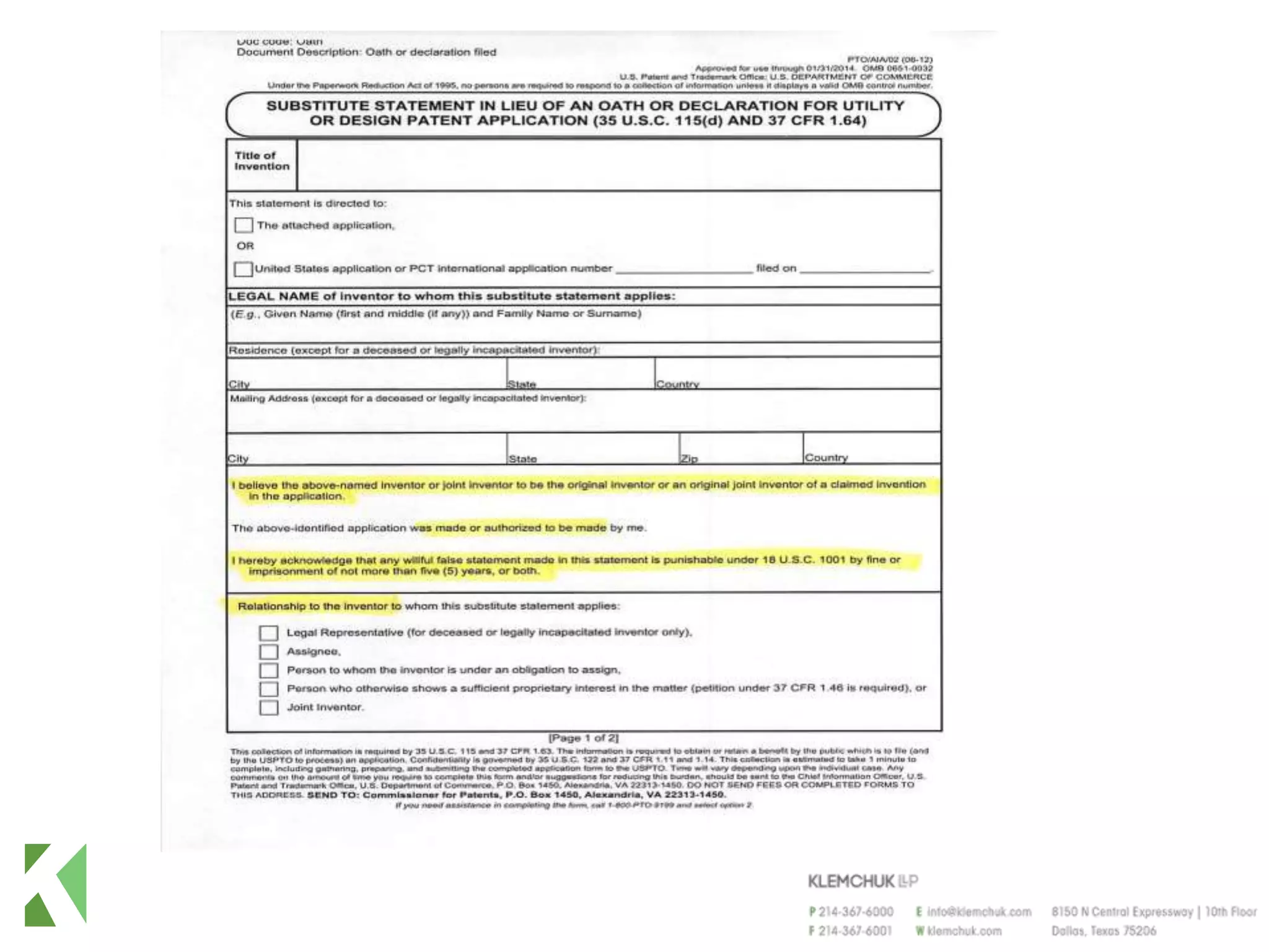 Inventor Oath Declaration | PPT