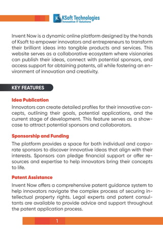 Invent Now Club - an investor and inventor platform by KSoft | PDF