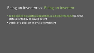 Inventorship: Who should be listed as an inventor for a patent? | PDF