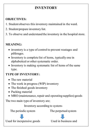 Inventory | DOCX | Business | Business and Finance