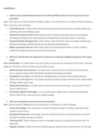 Inventory , Forecasting, Quality Management | PDF