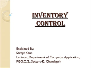 inventory-control presentation details ppt | PPT