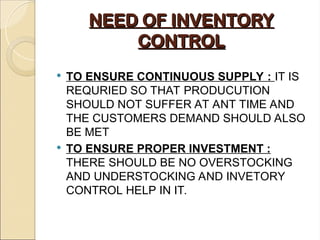 inventory-control presentation details ppt | PPT