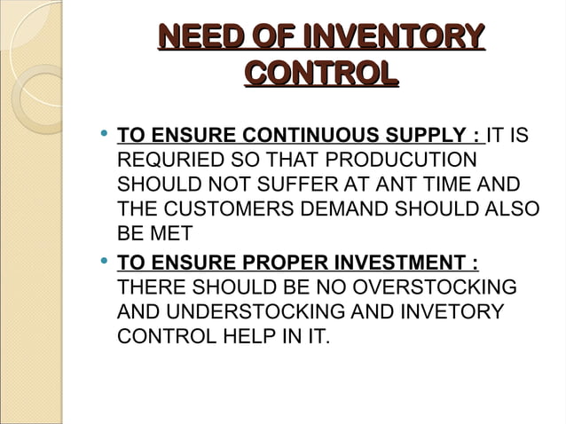 inventory-control presentation details ppt | PPT