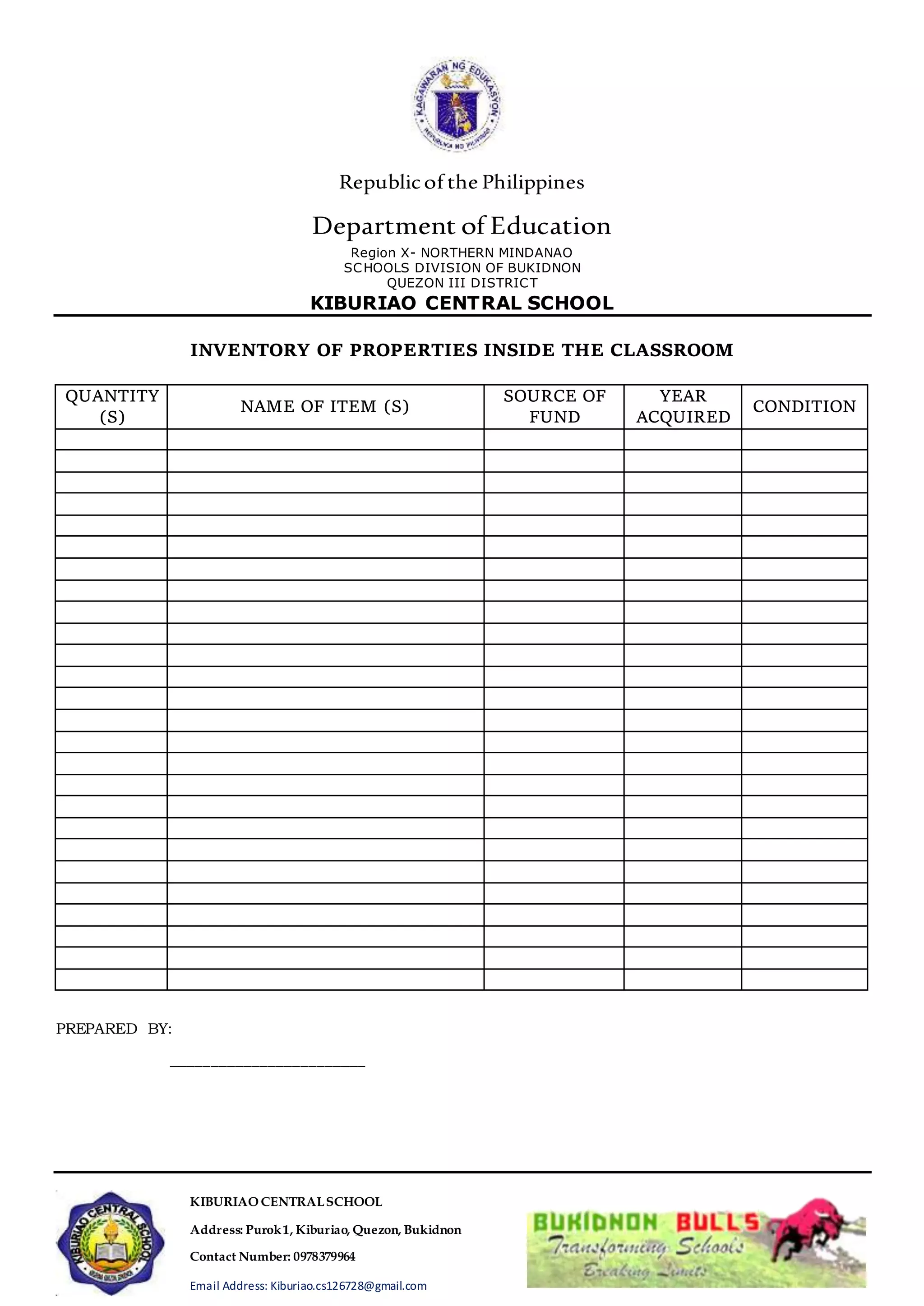 Inventory of-classroom-property | DOCX