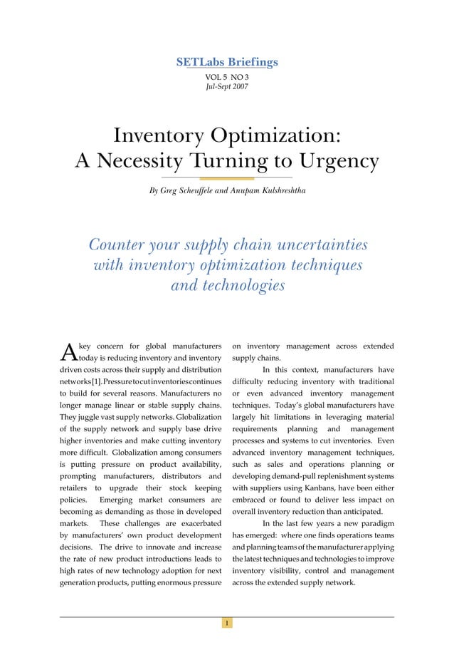 Infosys - Inventory Optimization Techniques | White Paper | PDF ...