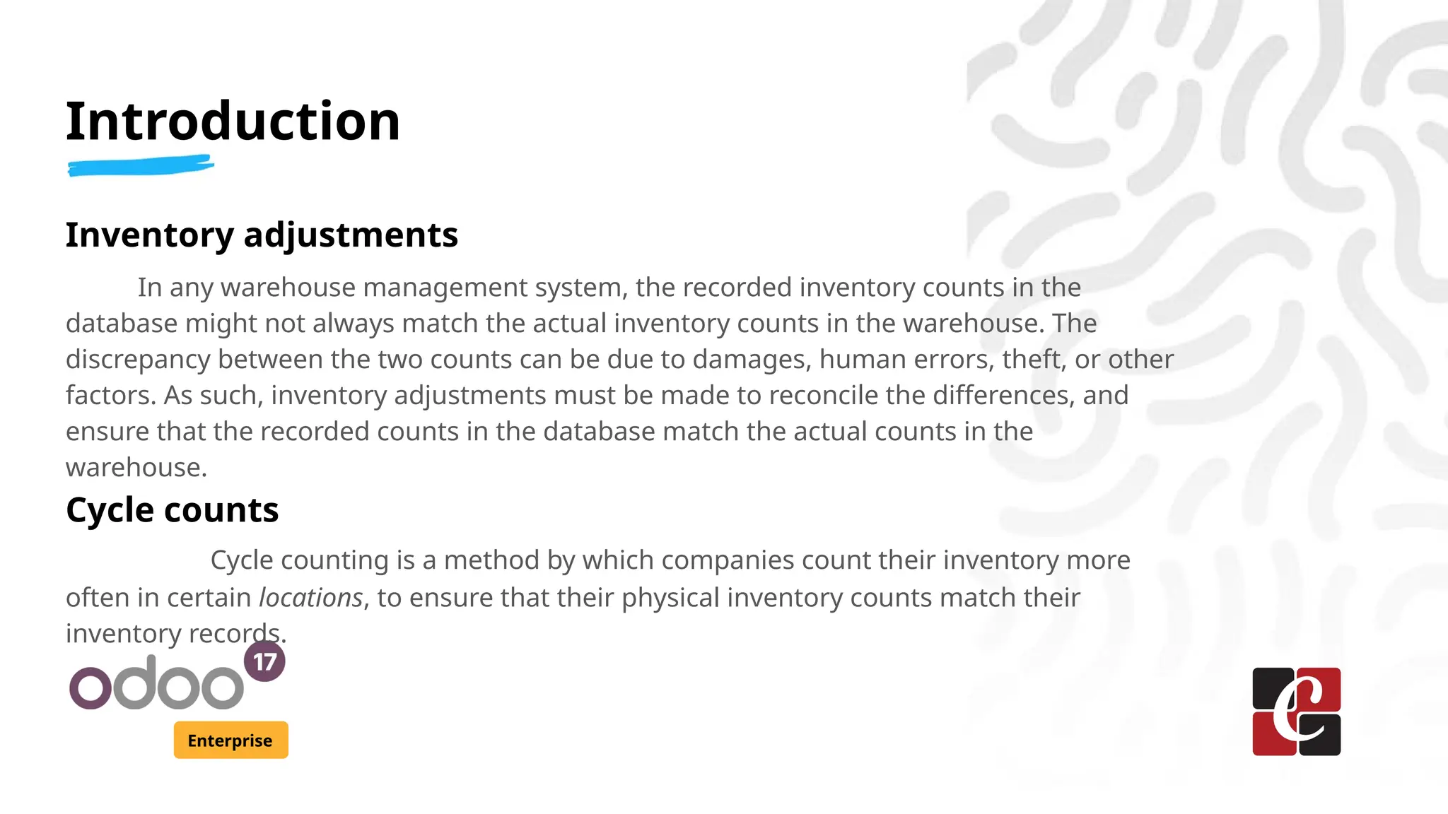 Inventory Adjustments & Cycle Counts in Odoo 17 | PPTX