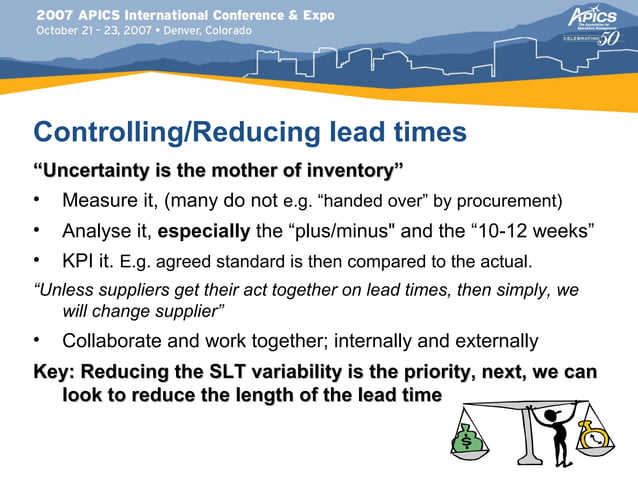 Inventory and lead time | PPT | Logistics | Business