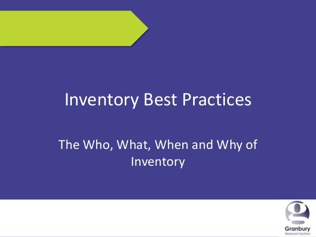 Inventory best practices Inventory best practices
