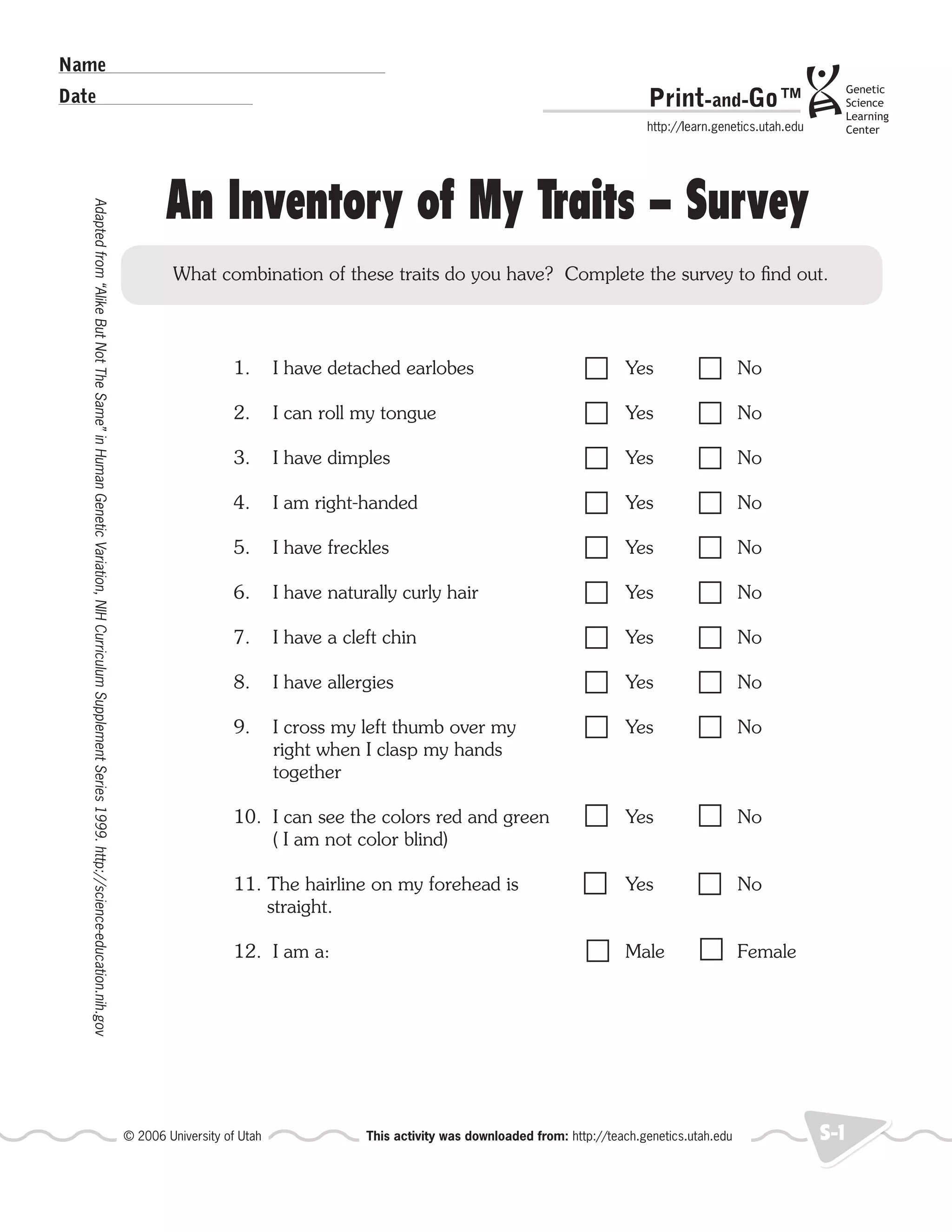 Inventory of my traits | PDF