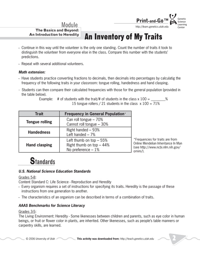Inventory of my traits | PDF