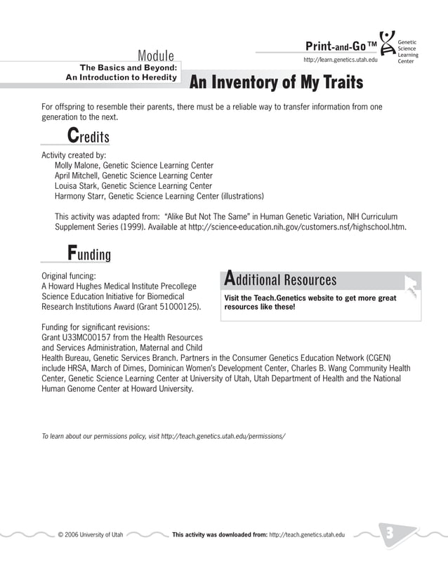 Inventory of my traits | PDF