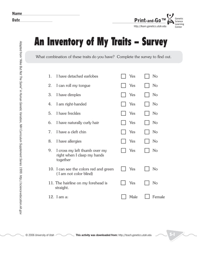 Inventory of my traits | PDF