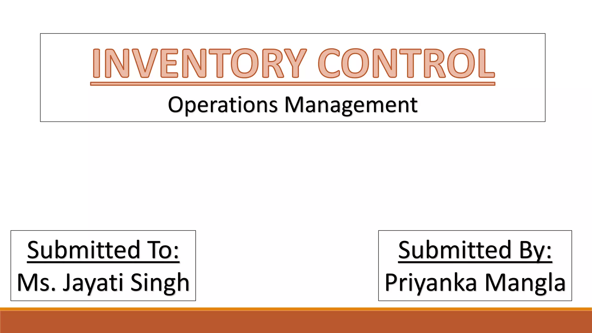Inventory control | PPT