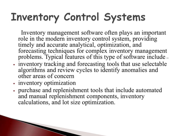inventory control methods | PPTX | Logistics | Business