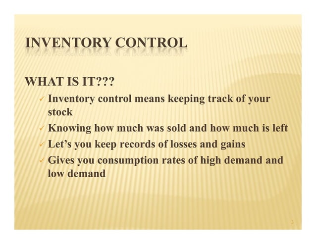 Inventory Management or Inventory Control | PDF