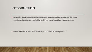 Inventory Control in nursing management in wards | PPTX