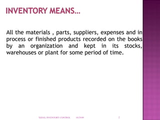 Inventory Control Final Ppt | PPT