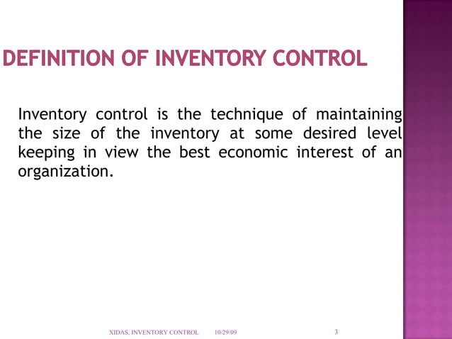 Inventory Control Final Ppt | PPT