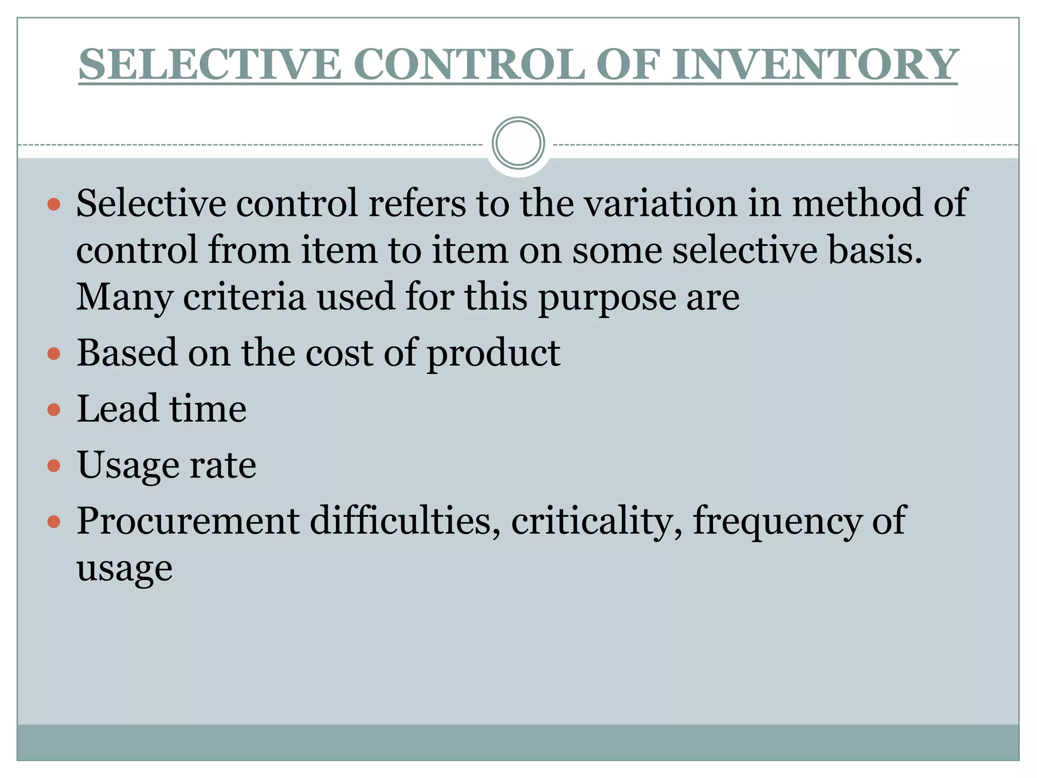 Inventory control & management | PPTX