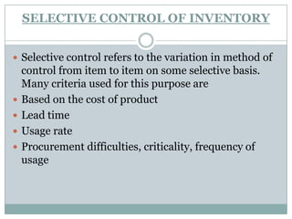 Inventory control & management | PPTX