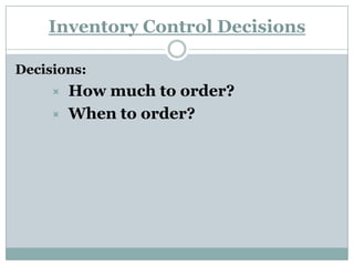 Inventory control & management | PPTX