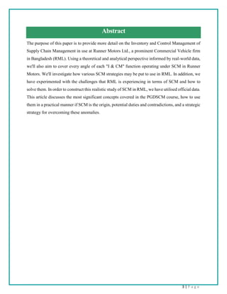 Inventory & Control Management at Runner Motors Ltd.pdf | Automotive ...