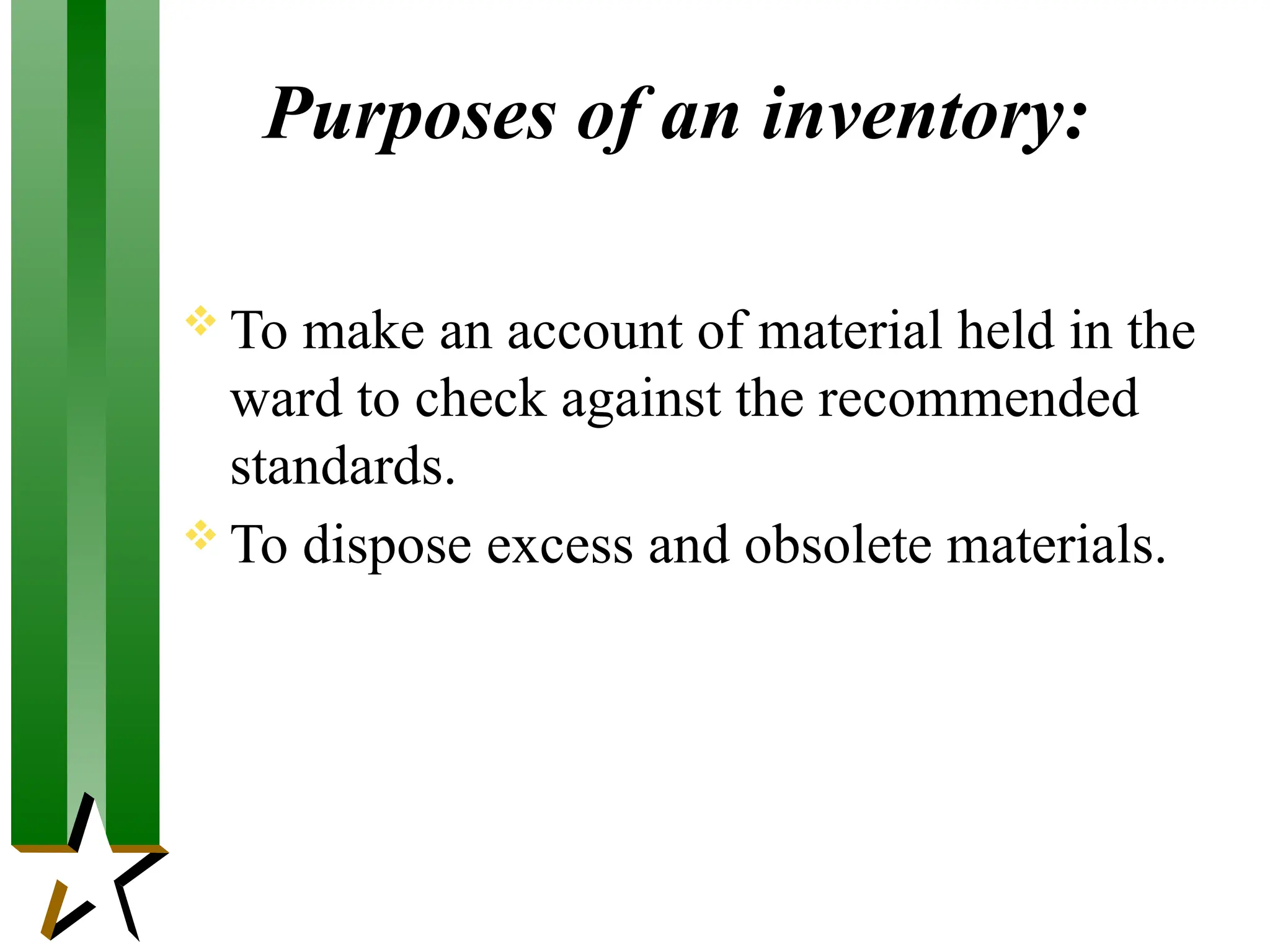 INVENTORY CONTROL and condemnation procedure in nursing management | PPTX