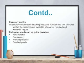 inventory control is a type of material management's | PPT