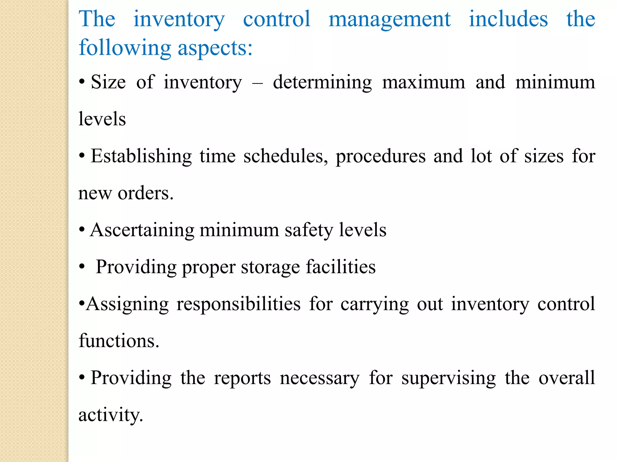 Basic Concept of Inventory Control, Safety Stock | PPTX