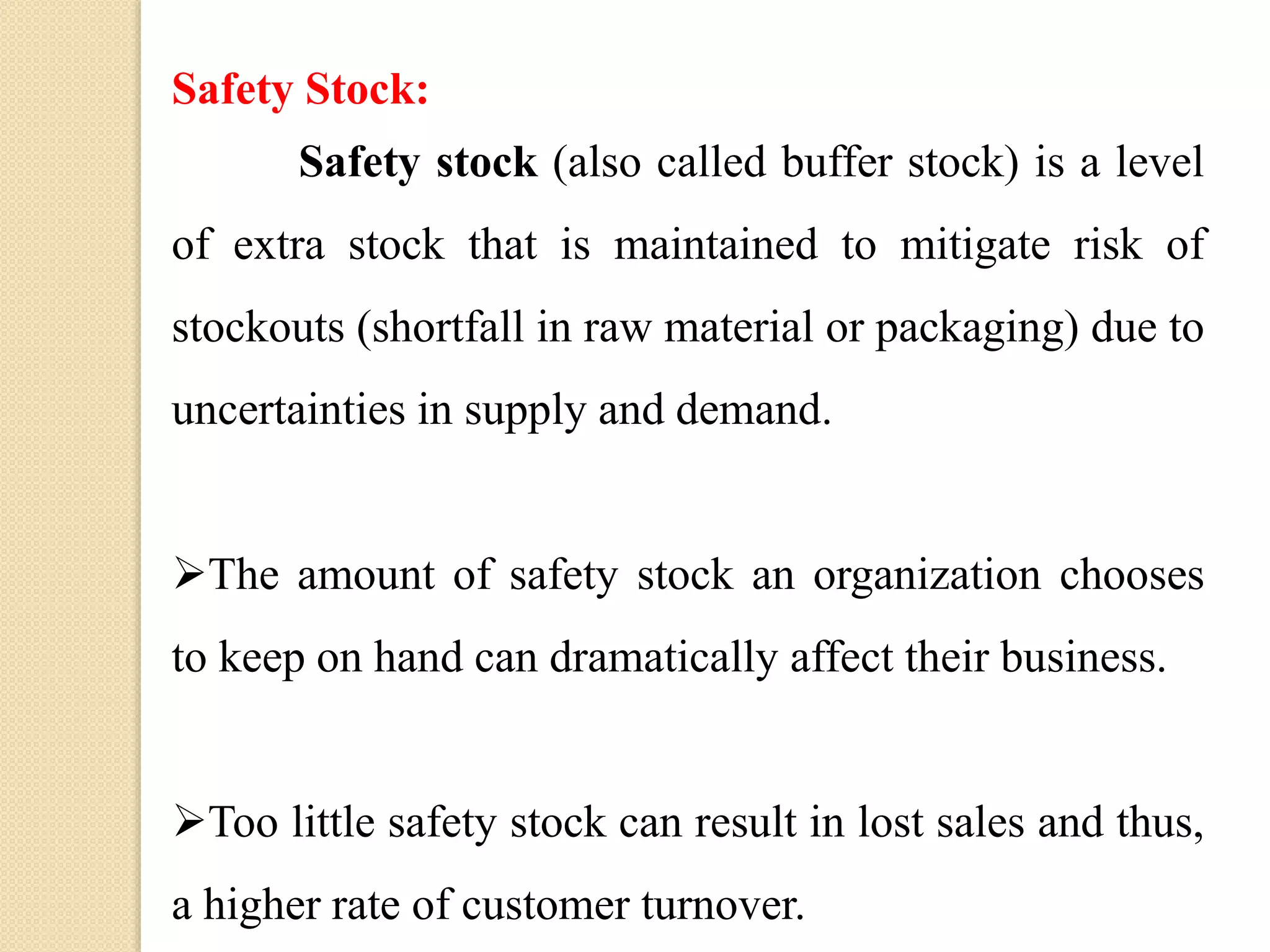 Basic Concept of Inventory Control, Safety Stock | PPTX