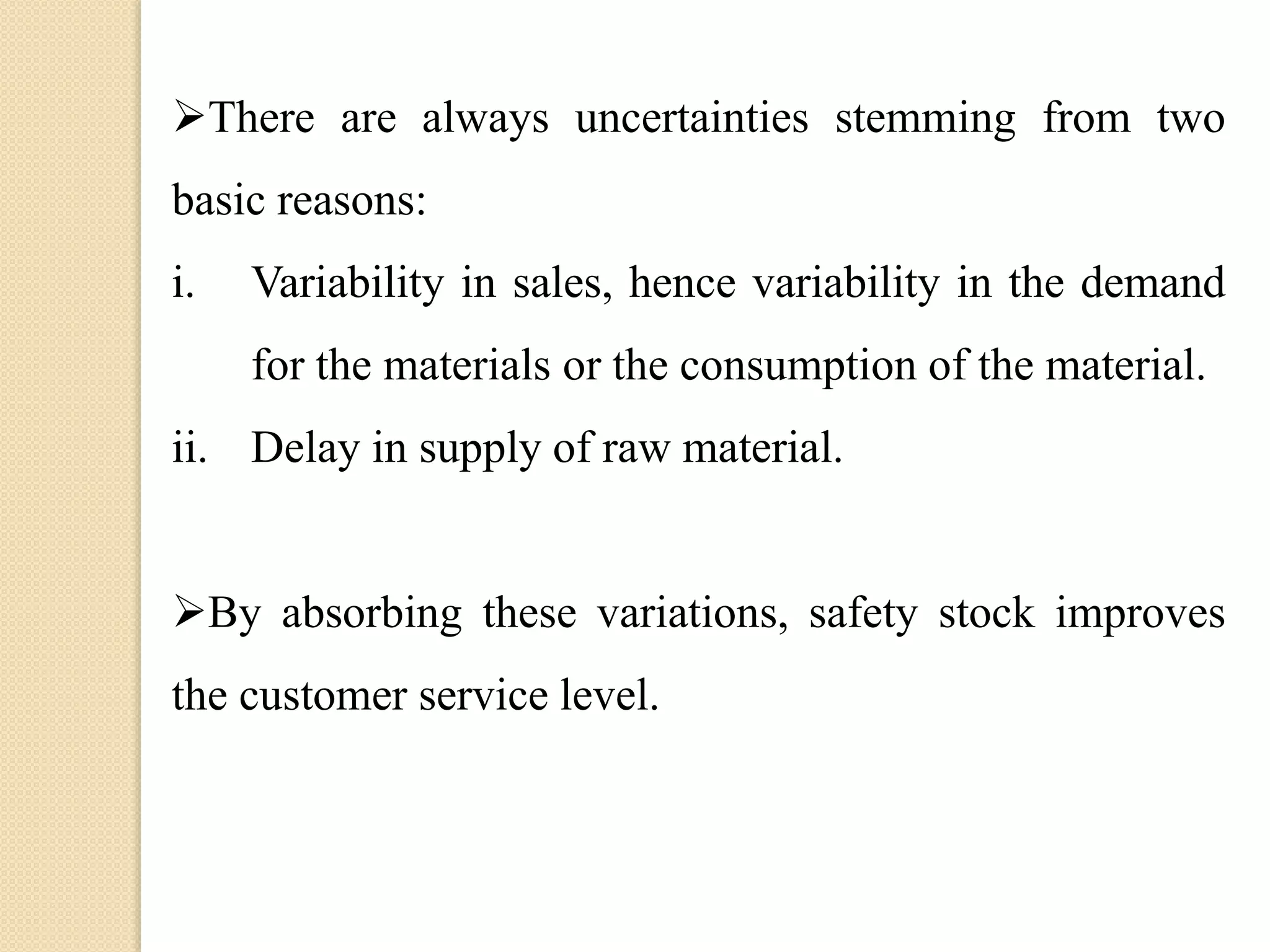 Basic Concept of Inventory Control, Safety Stock | PPTX