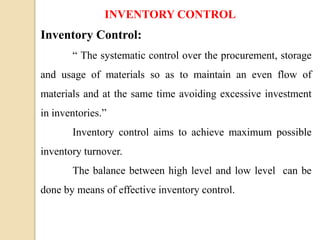 Basic Concept of Inventory Control, Safety Stock | PPTX