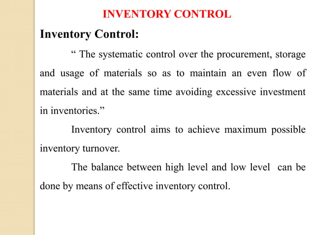 Basic Concept of Inventory Control, Safety Stock | PPTX