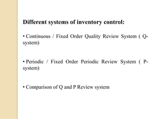 Basic Concept of Inventory Control, Safety Stock | PPTX