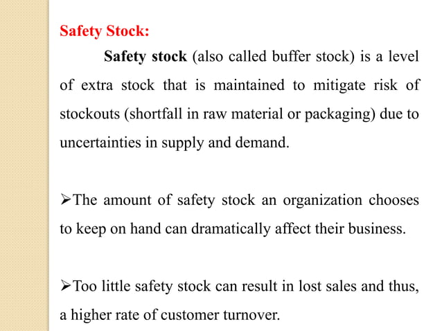 Basic Concept of Inventory Control, Safety Stock | PPT